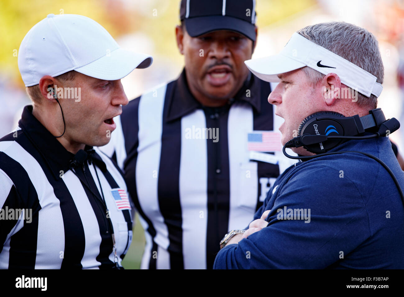 Reno, Nevada, USA. 3rd Oct, 2015. UNR's Coach Brian Polian discusses a ...