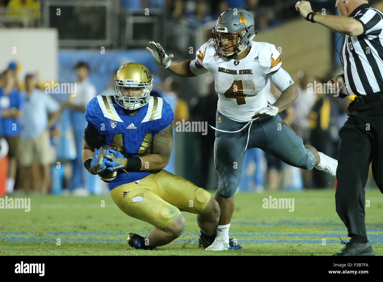 Pasadena, CA. 3rd Oct, 2015. UCLA Bruins linebacker Isaako Savaiinaea ...