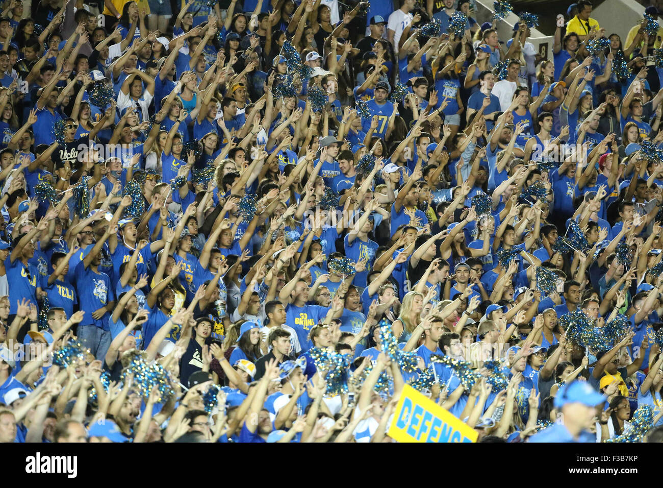Pasadena, CA. 3rd Oct, 2015. UCLA fans cheer in suspense late in the ...