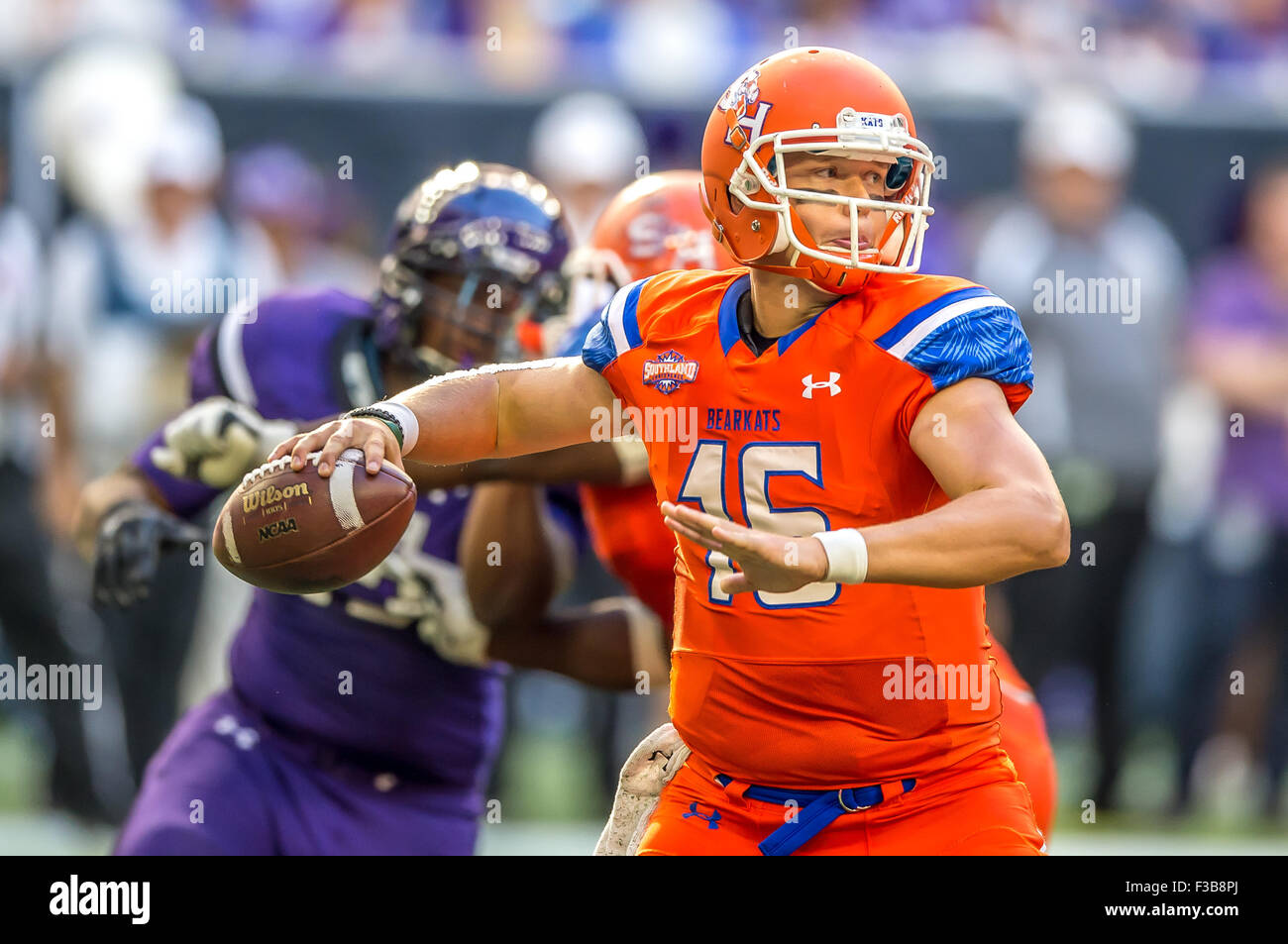October 3, 2015-Sam Houston State Bearkats quarterback Jeremiah Briscoe ...