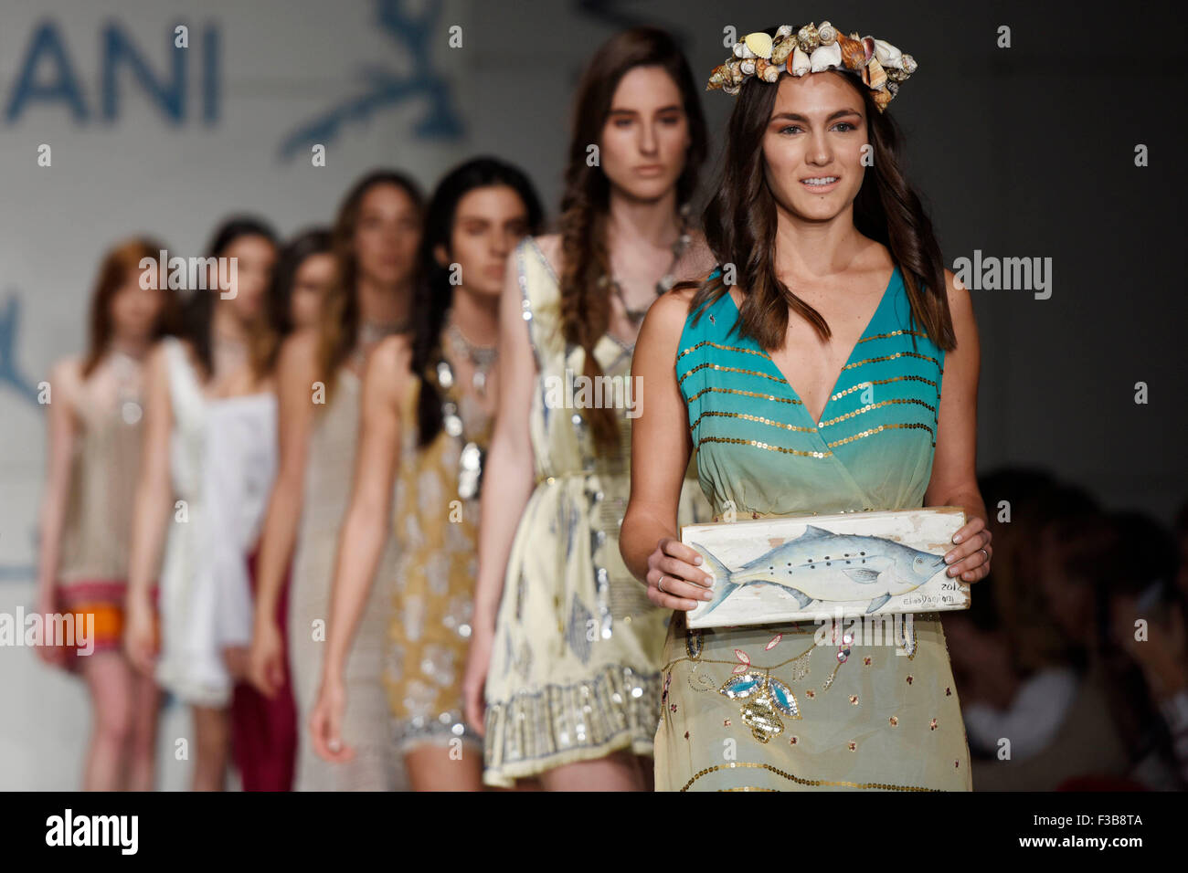 Montevideo, Uruguay. 3rd Oct, 2015. Models present creations during the ...