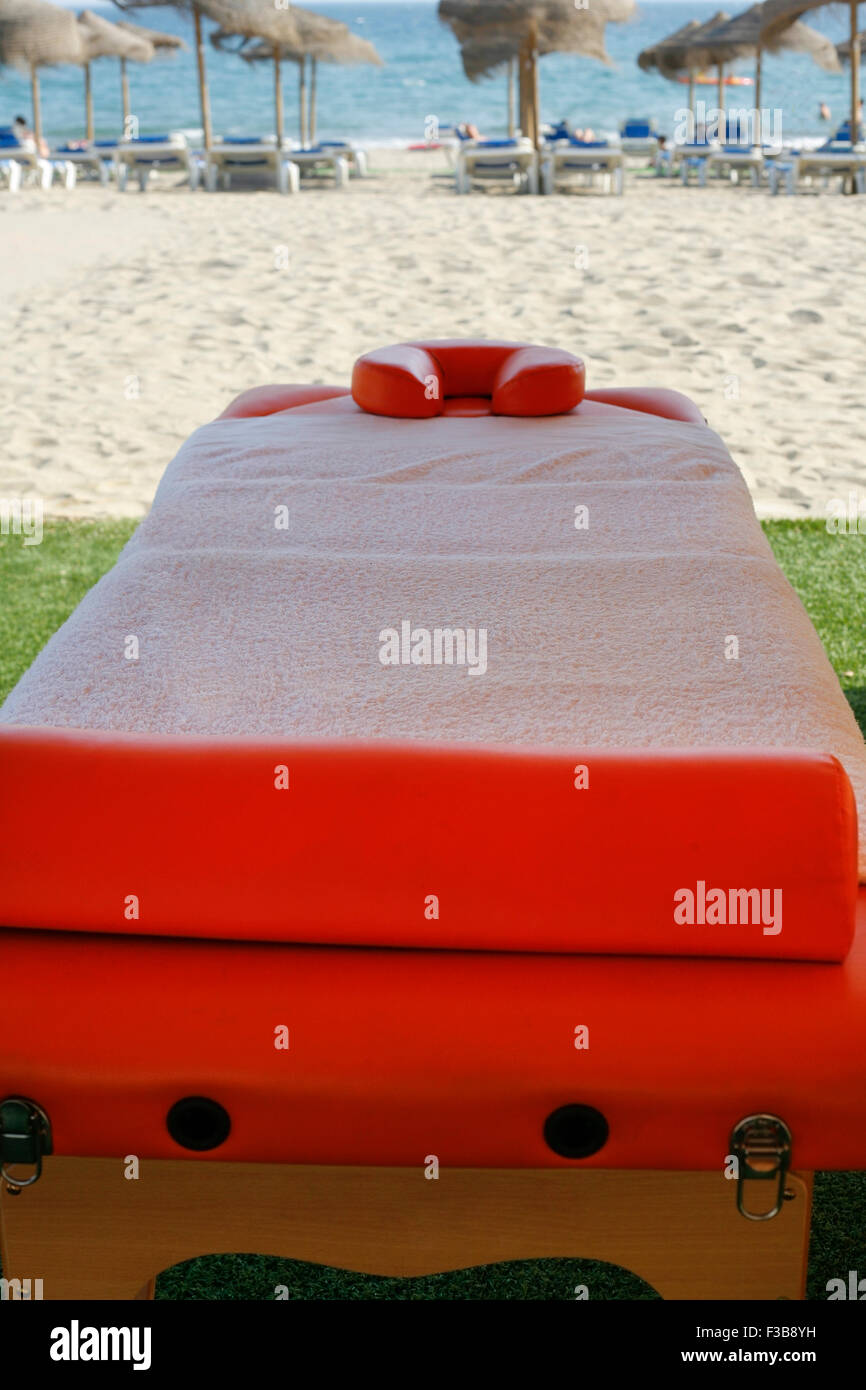 Massage area on the beach on summer vacation season Stock Photo - Alamy