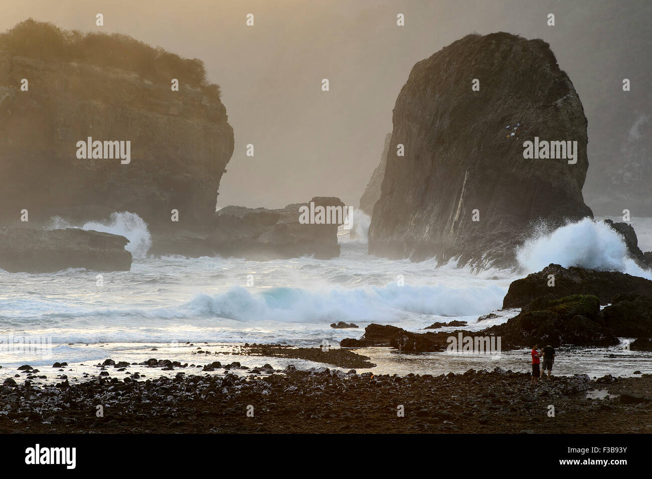 Rocky beach with big wave at Papuma beach, Jember, Indonesia Stock ...
