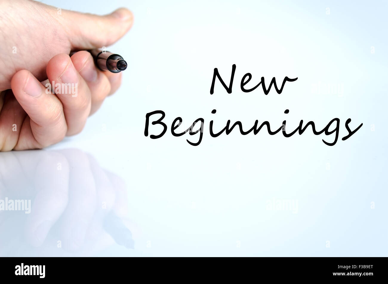 New beginnings text concept isolated over white background Stock Photo ...