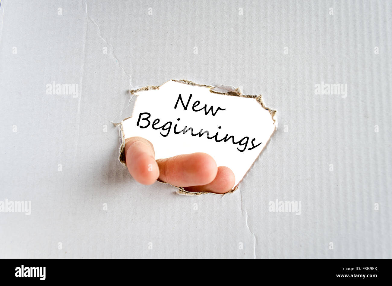 New beginnings text concept isolated over white background Stock Photo ...