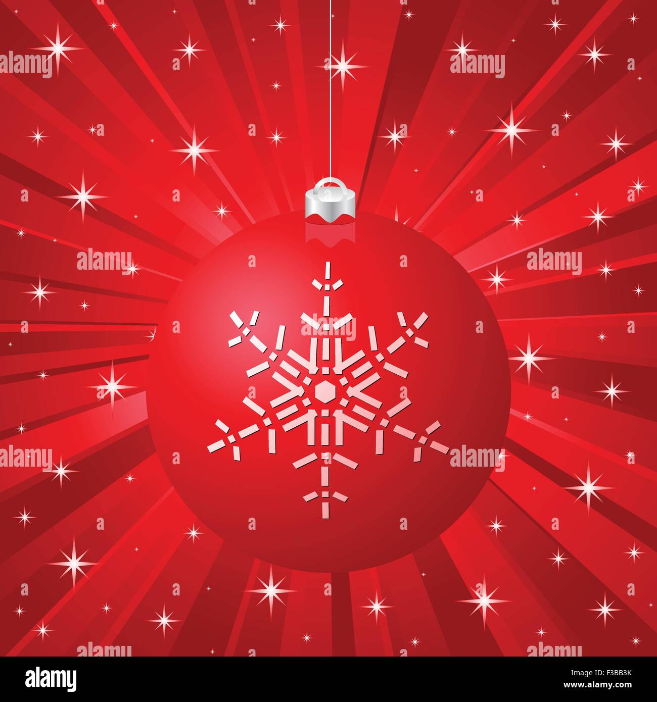 Christmas ball on a red rays background. Vector illustration Stock ...