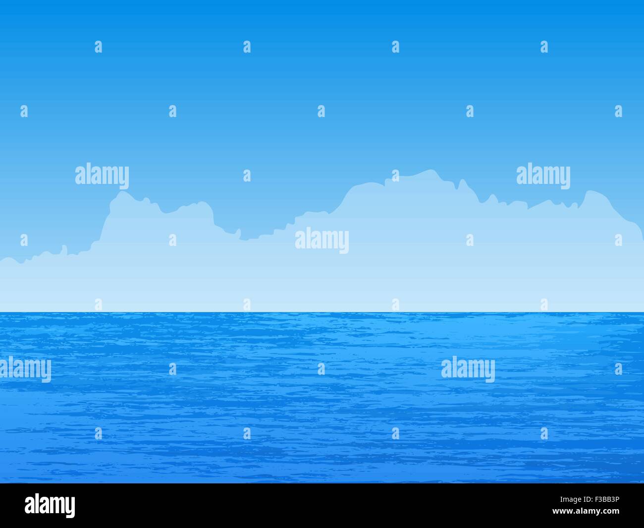 Blue sea with waves and sky. Vector illustration Stock Vector Image ...