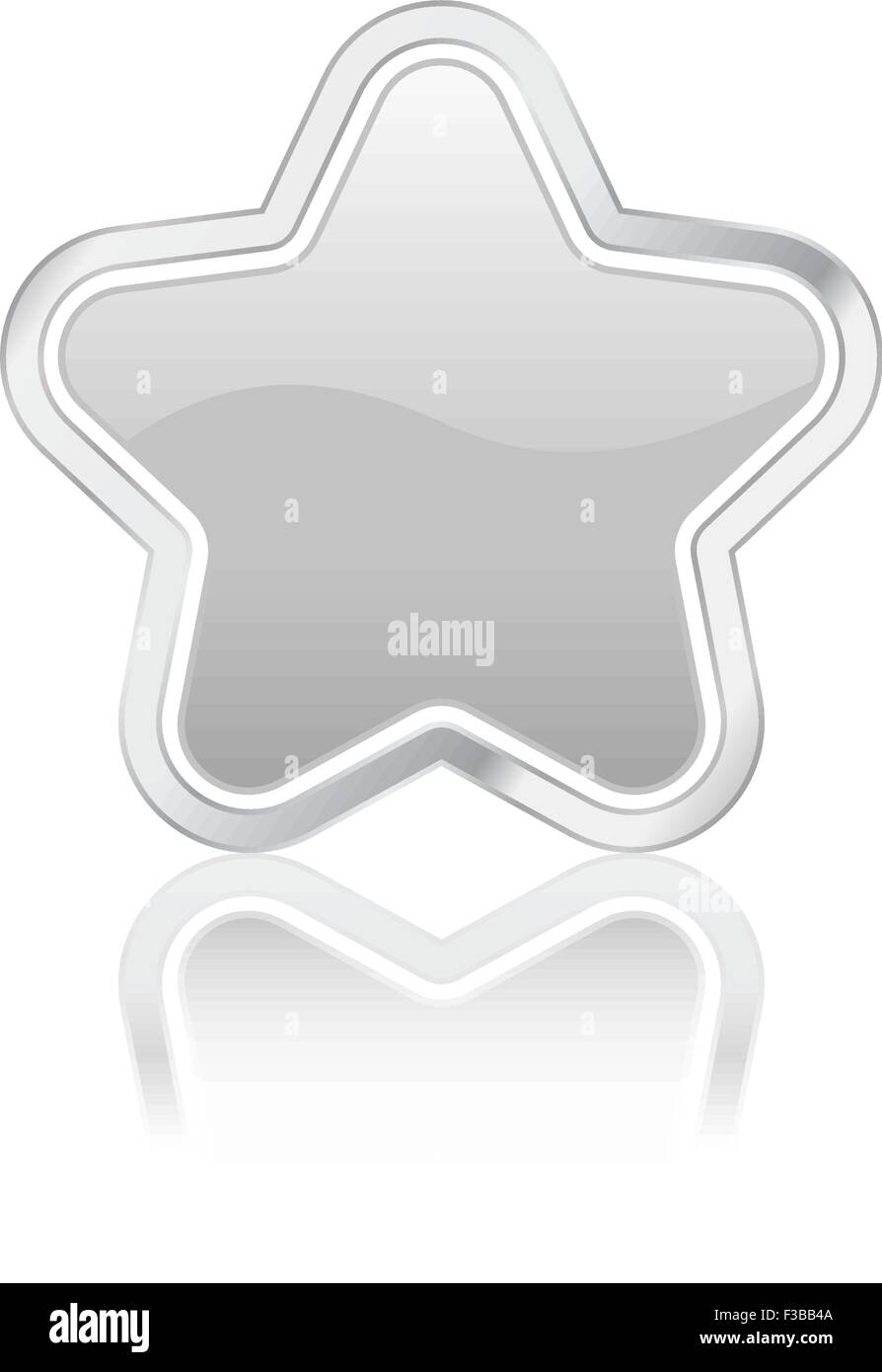 Grey star icon with metal contour, isolated on a white background ...