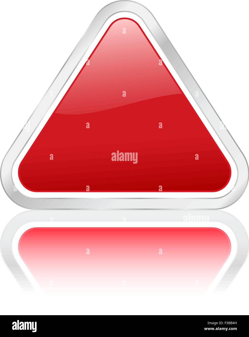 Triangular icon with metal contour, isolated on a white background ...