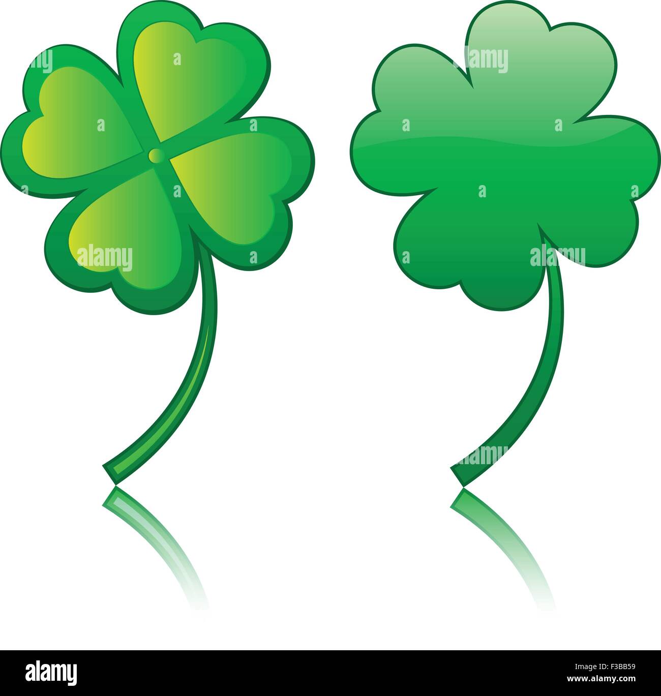 Green four leafs clover on a white background Stock Vector Image & Art ...