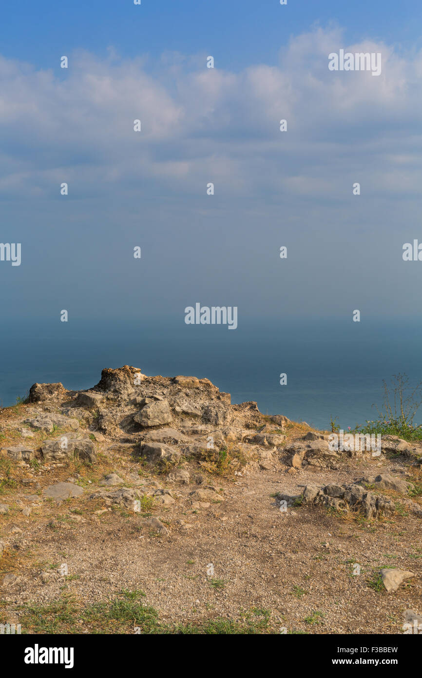 Ancient ruins on seashore with beautiful high view on the sea Stock ...