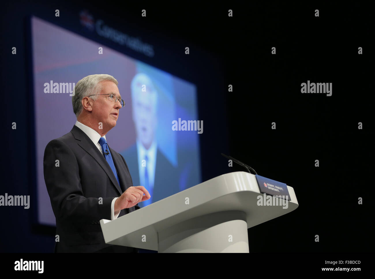 Manchester, UK. 4th October, 2015. Michael Fallon Mp Secretary Of State ...