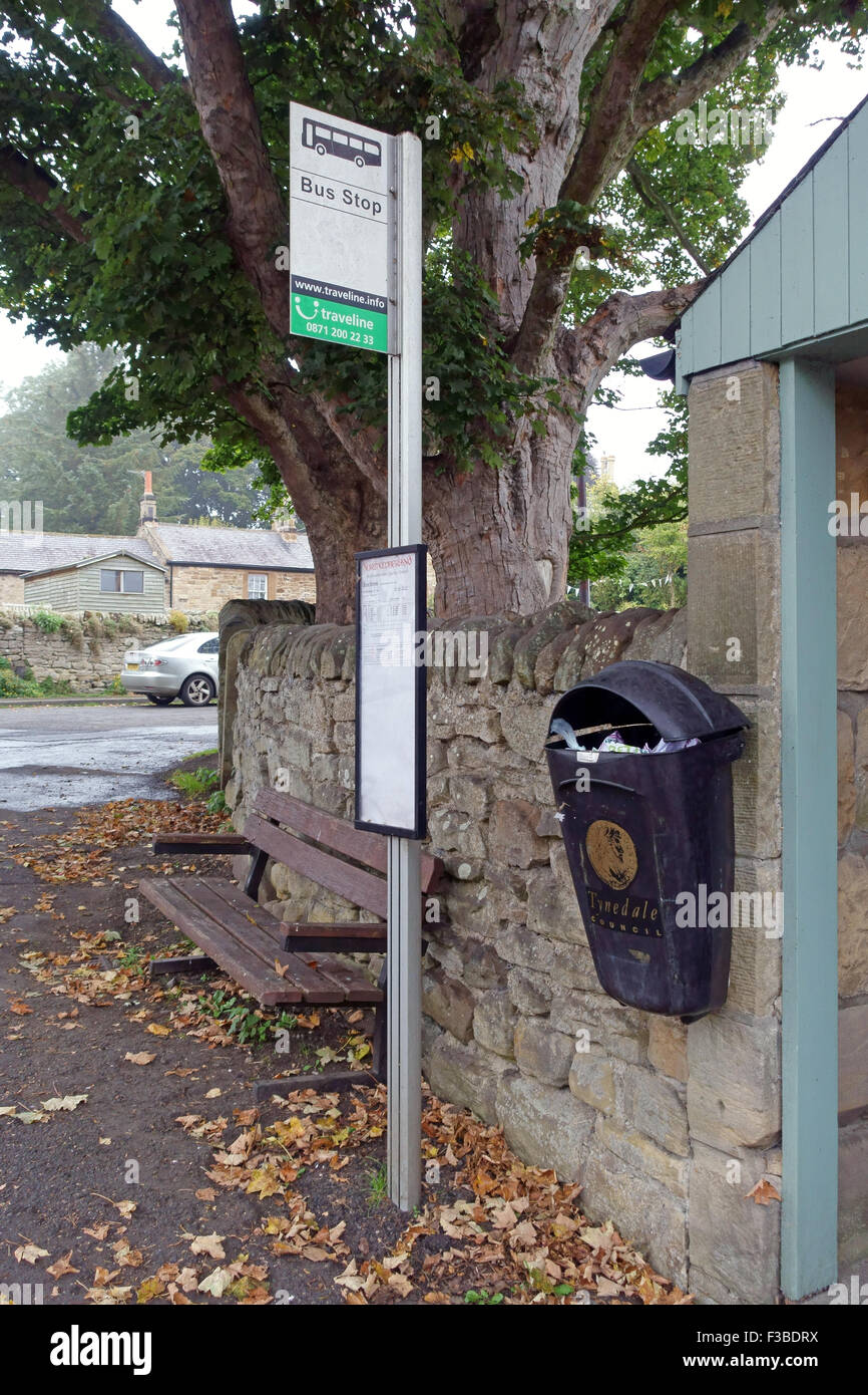 Rural bus stop in Northumberland village, England Stock Photo - Alamy