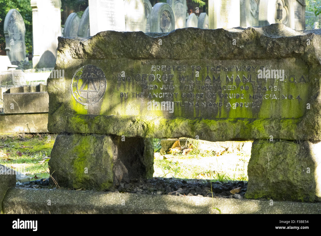 Warstone Cemetery, Birmingham George William Manley Modern Druid Burial ...