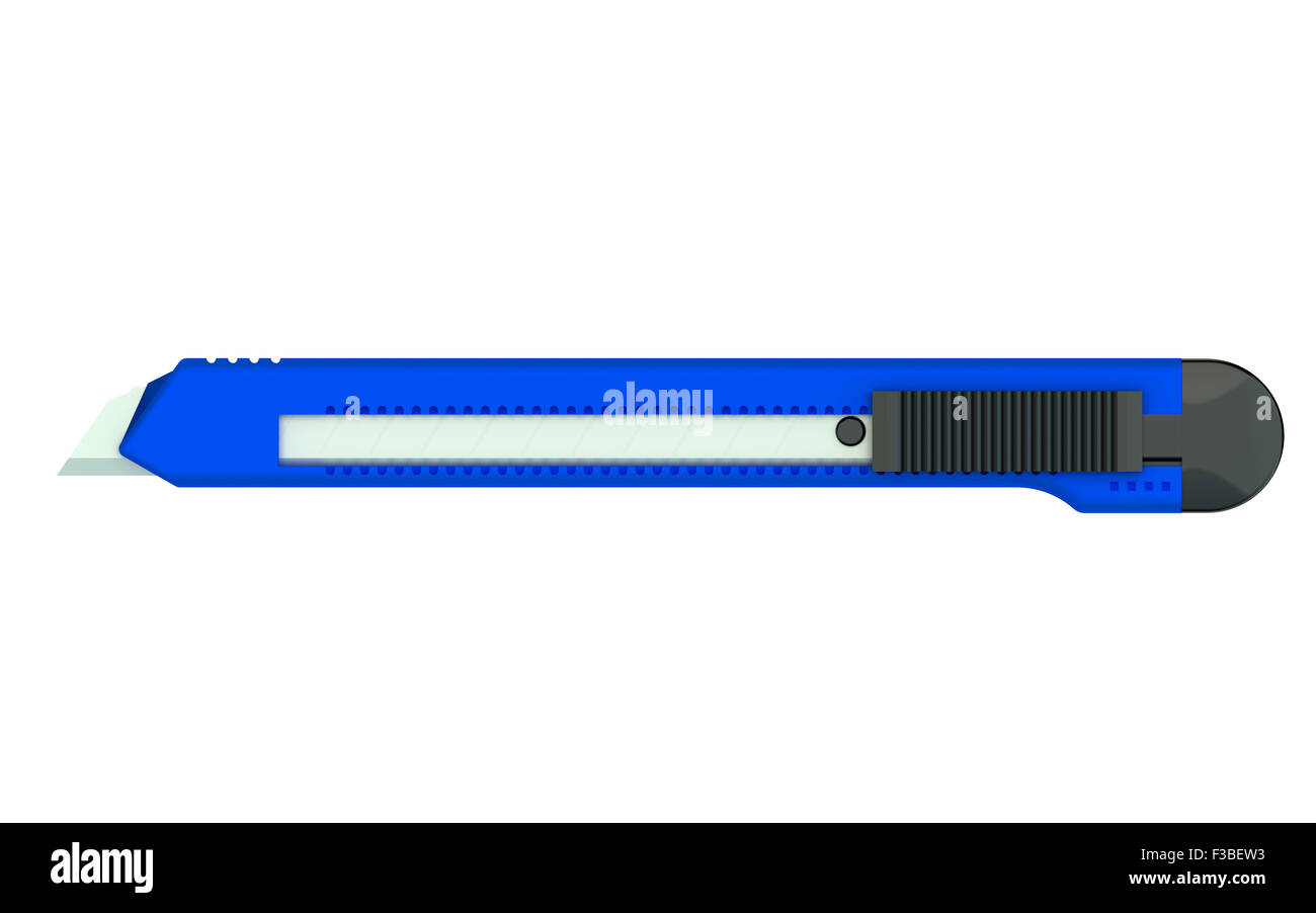 Blue Utility Knife isolated on white background Stock Photo - Alamy