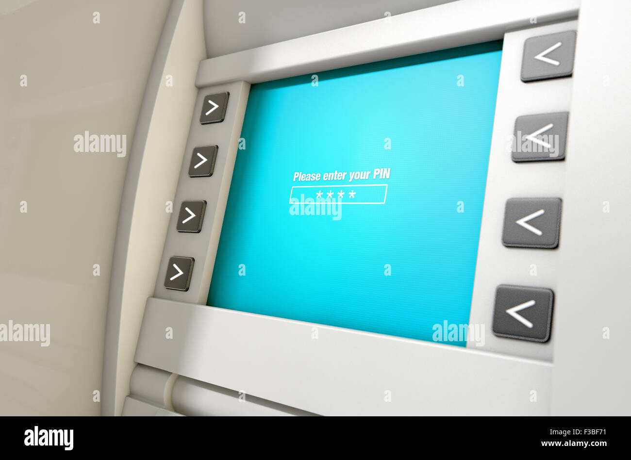 A closeup view of an atm screen with the enter pin prompt display Stock ...