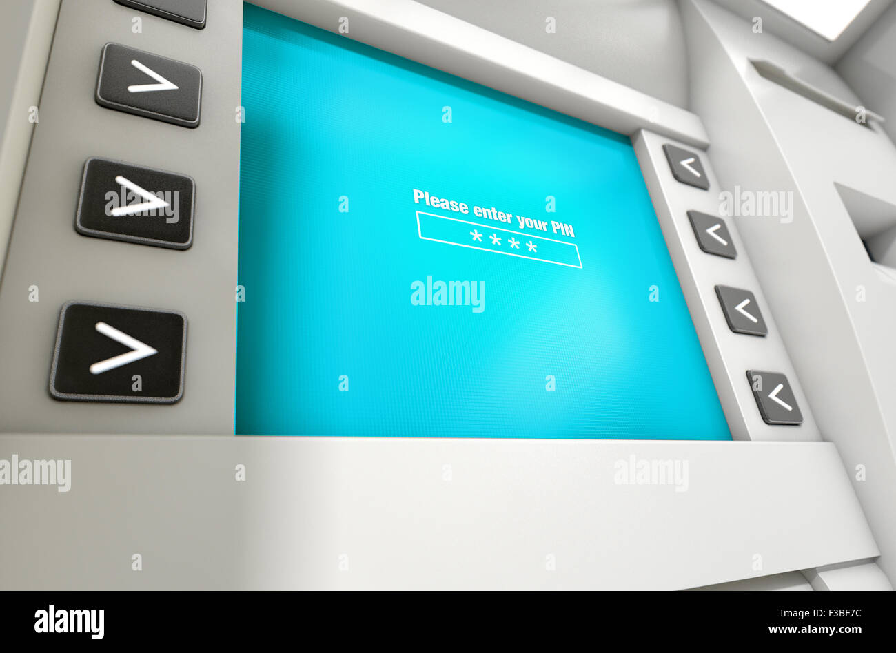 A closeup view of an atm screen with the enter pin prompt display Stock Photo - Alamy