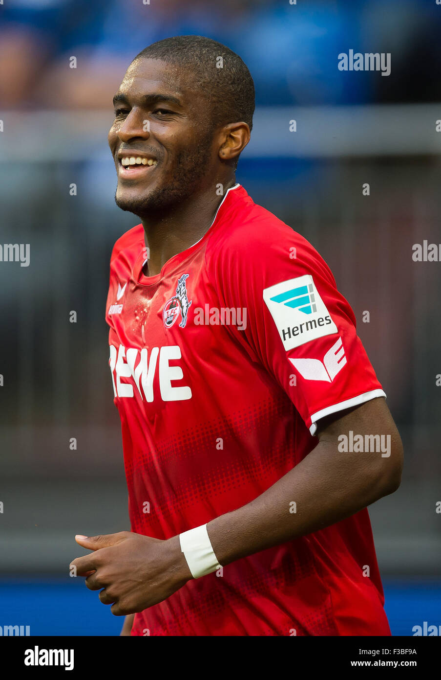 Gelsenkirchen, Germany. 4th Oct, 2015. Cologne's Anthony Modeste ...
