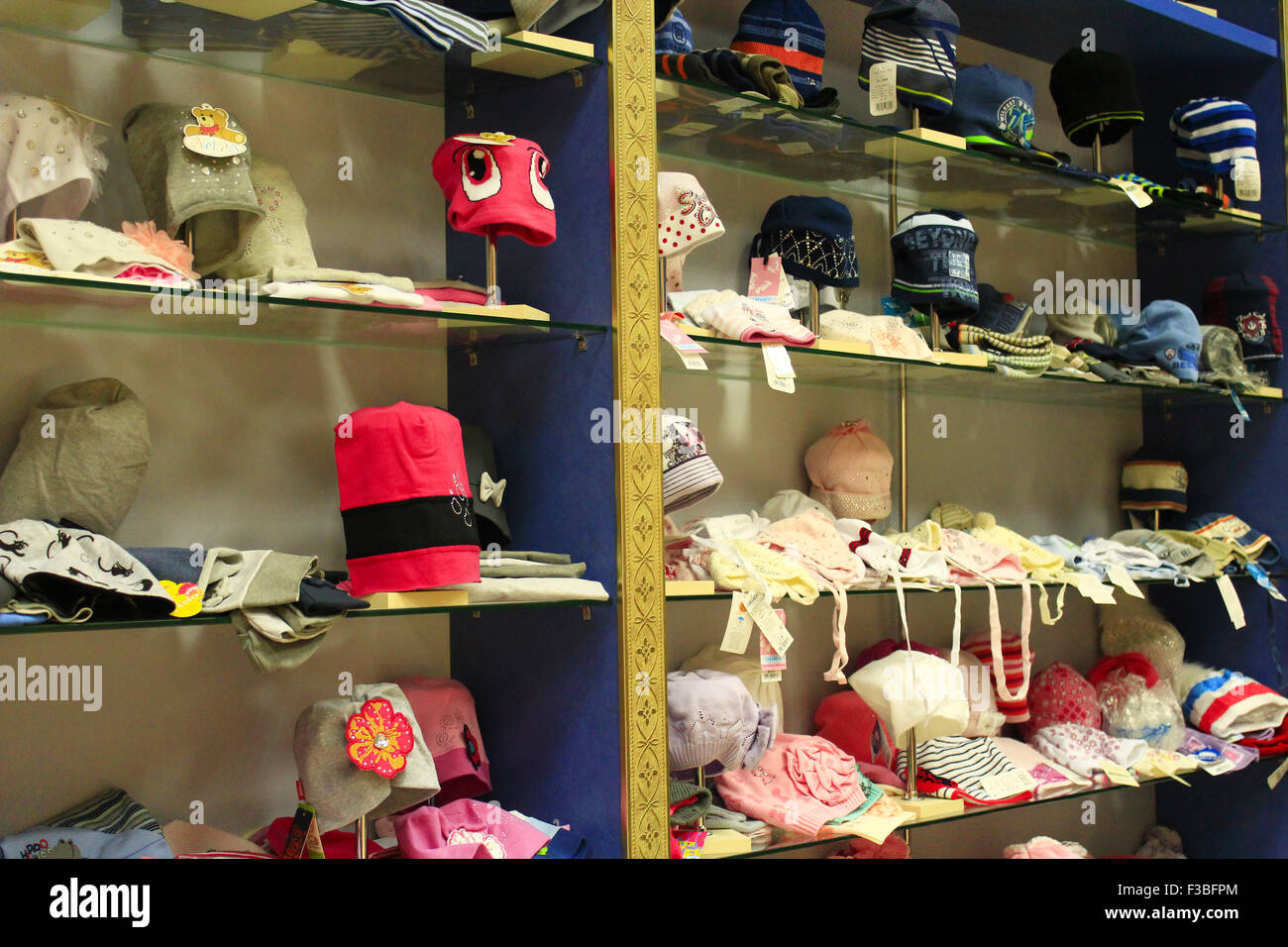 great assortment in shop of caps and hats Stock Photo - Alamy