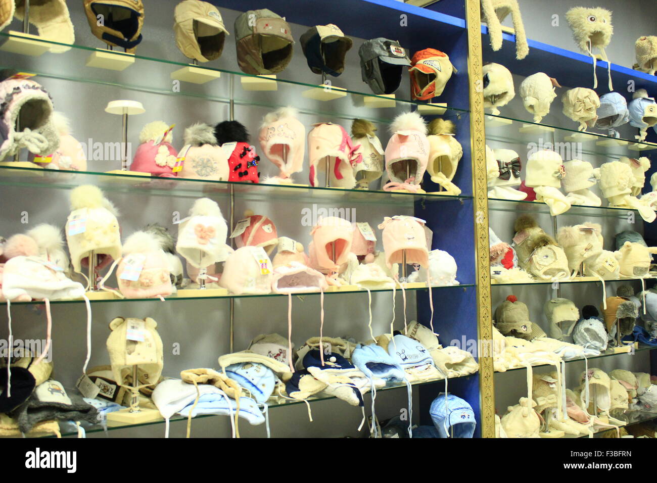 great assortment in shop of caps and hats Stock Photo - Alamy