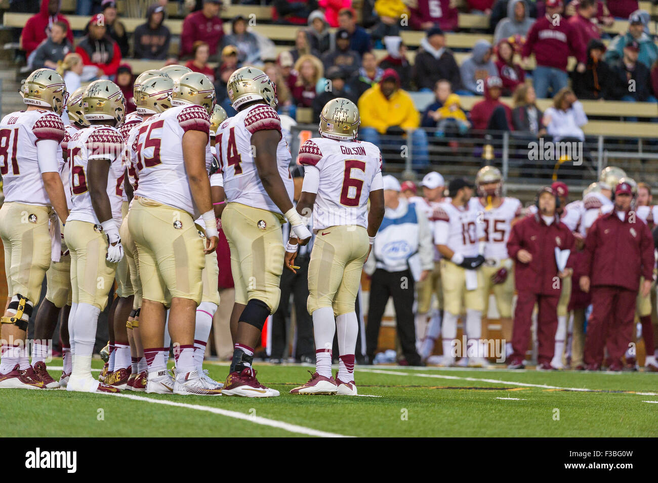Winston-Salem, NC, USA. 2nd Oct, 2015. Florida State Seminoles ...
