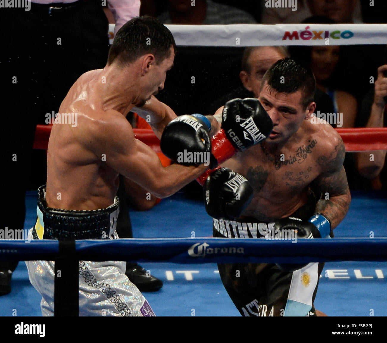 Carson CA. 3rd Oct, 2015. (in slvr tnks) (Kiev, UKR)Victor Postol goes ...