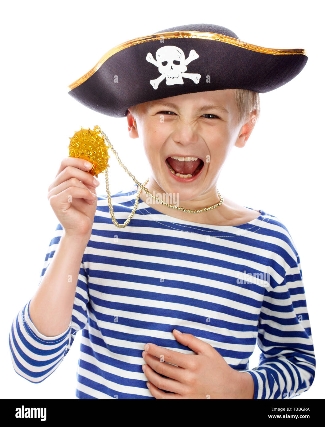 Close up portrait of angry pirate shouting. Isolated on white ...