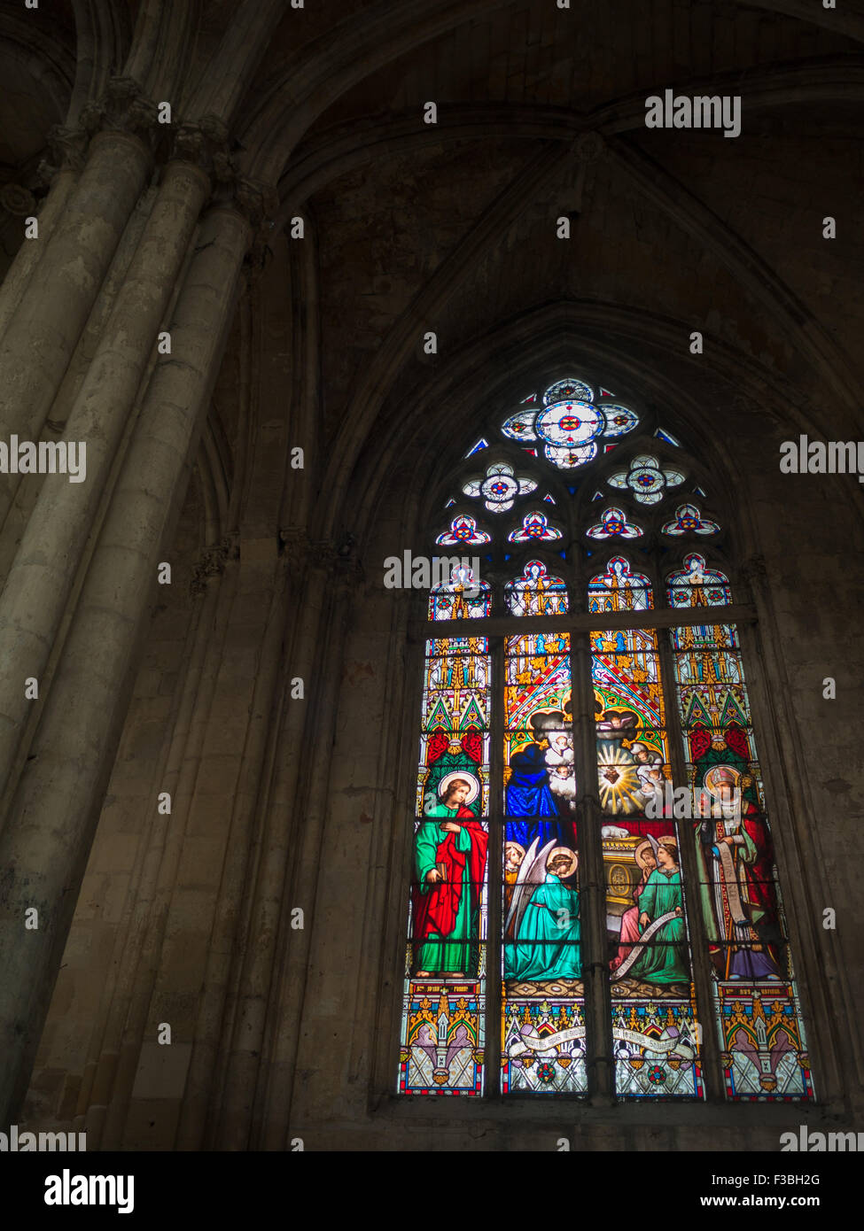 Stained glass window of Saint Gatien's Cathedral Stock Photo - Alamy