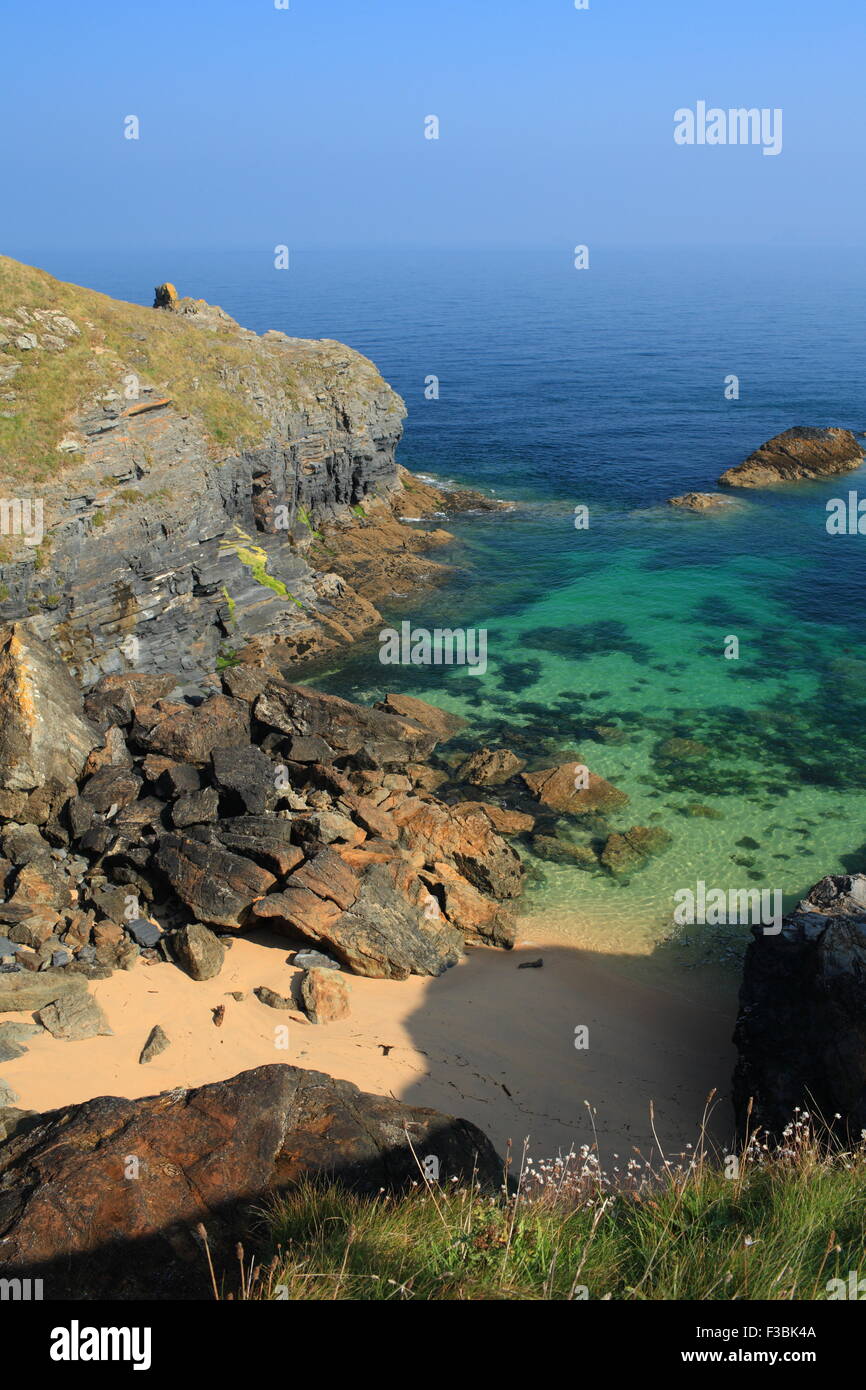 Flat calm autumn day at Penhallic point, Harlyn Bay, North Cornwall ...