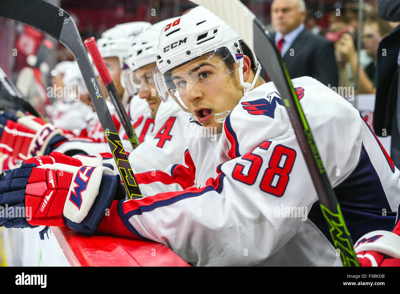 Washington Capitals defenseman Connor Carrick (58) during the pre ...