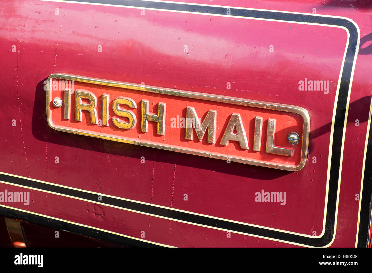 Brass name plate on vintage steam engine Stock Photo - Alamy
