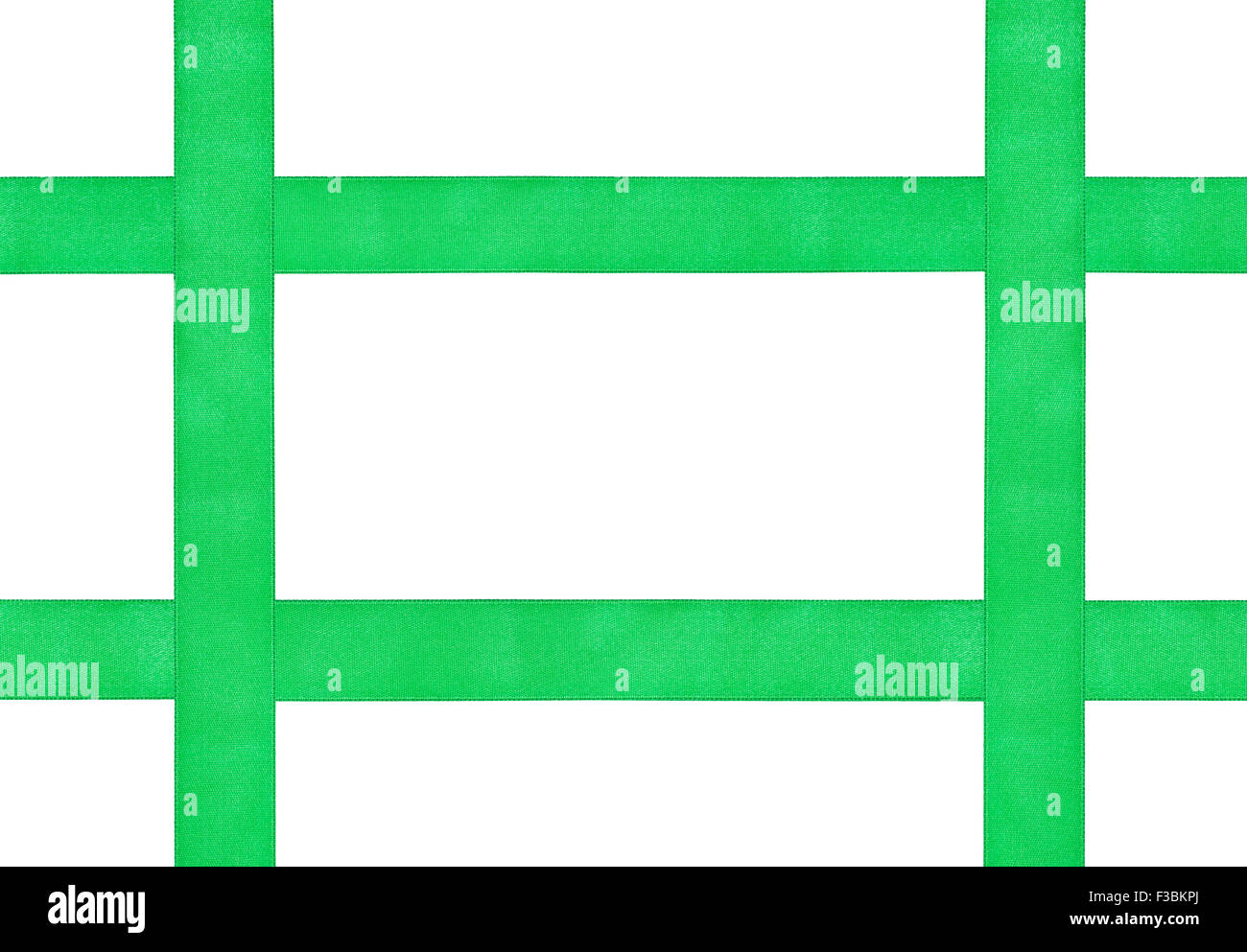 four crossing green silk ribbons isolated on white background Stock ...