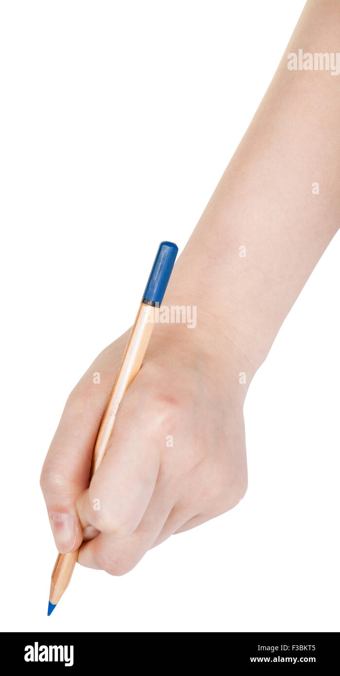 hand drafts by wood blue pencil isolated on white background Stock ...