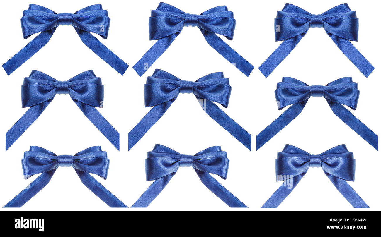 set of blue satin bows isolated on white background Stock Photo - Alamy