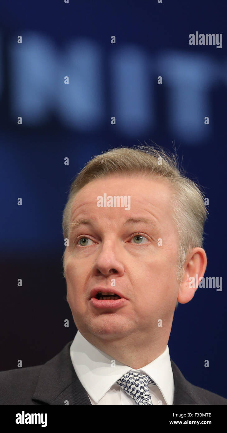 Manchester, UK. 4th October, 2015. Michael Gove Mp Labour Party ...