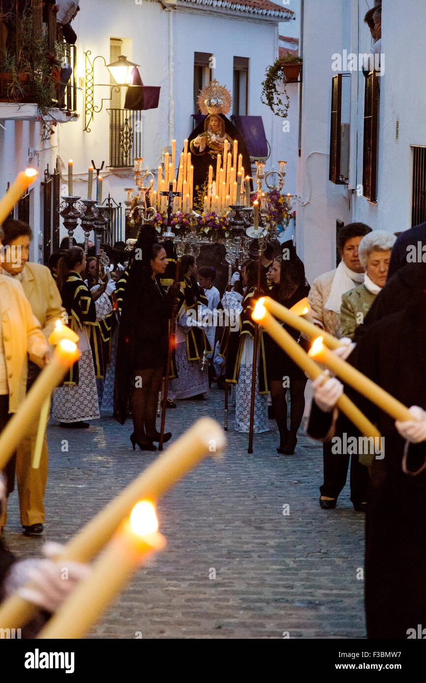 Semana Santa procession Easter week white village Mijas Malaga ...