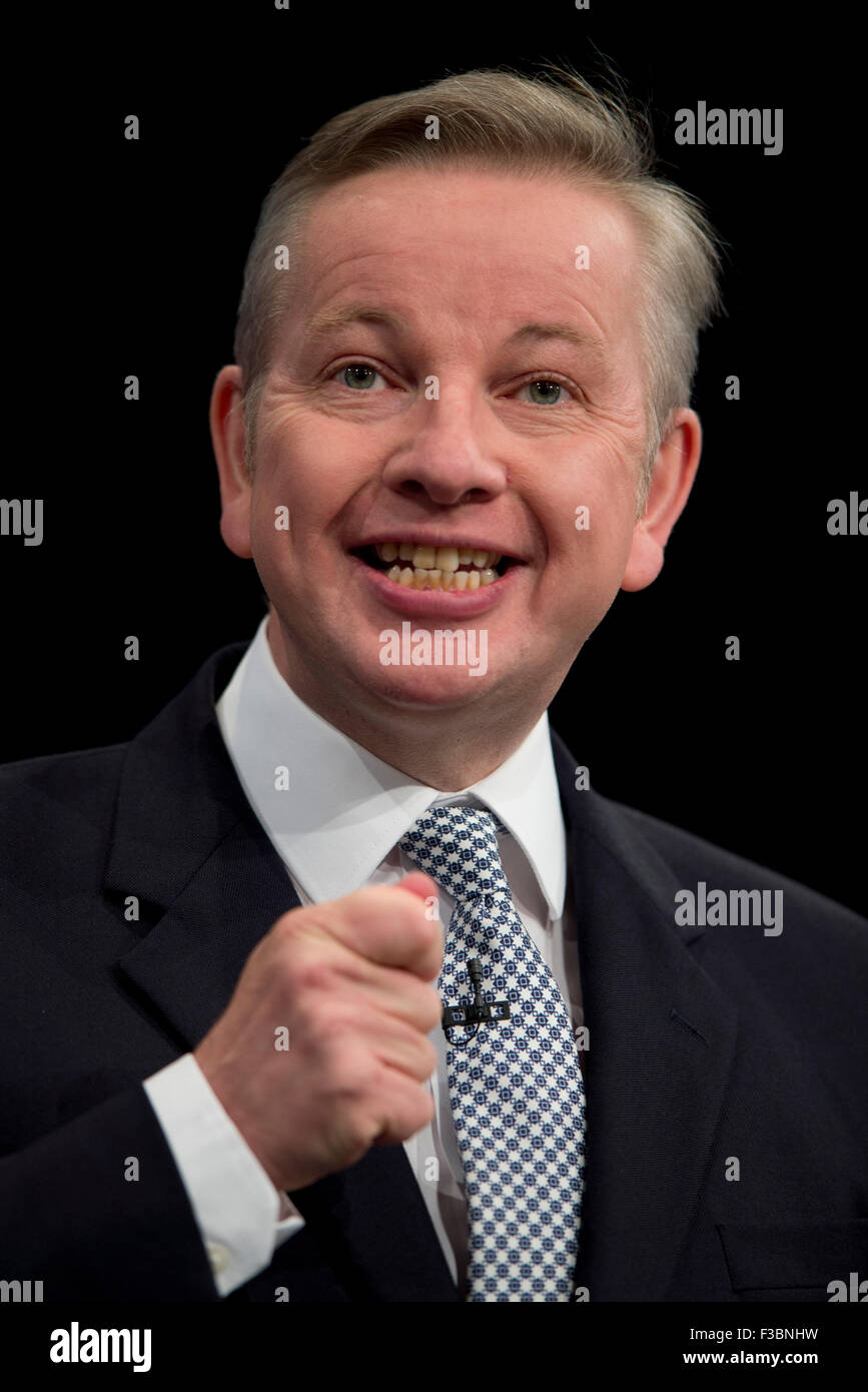 Manchester, UK. 4th October 2015. The Rt Hon Michael Gove MP, Lord ...