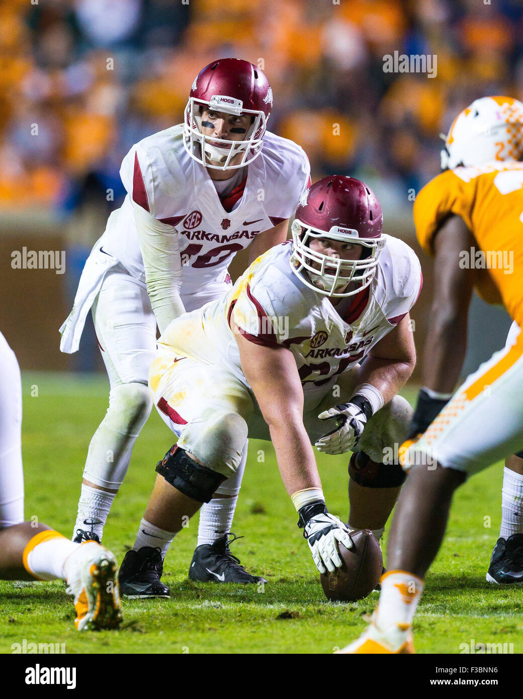 October 03, 2015: Brandon Allen #10 prepares to take the snap from ...