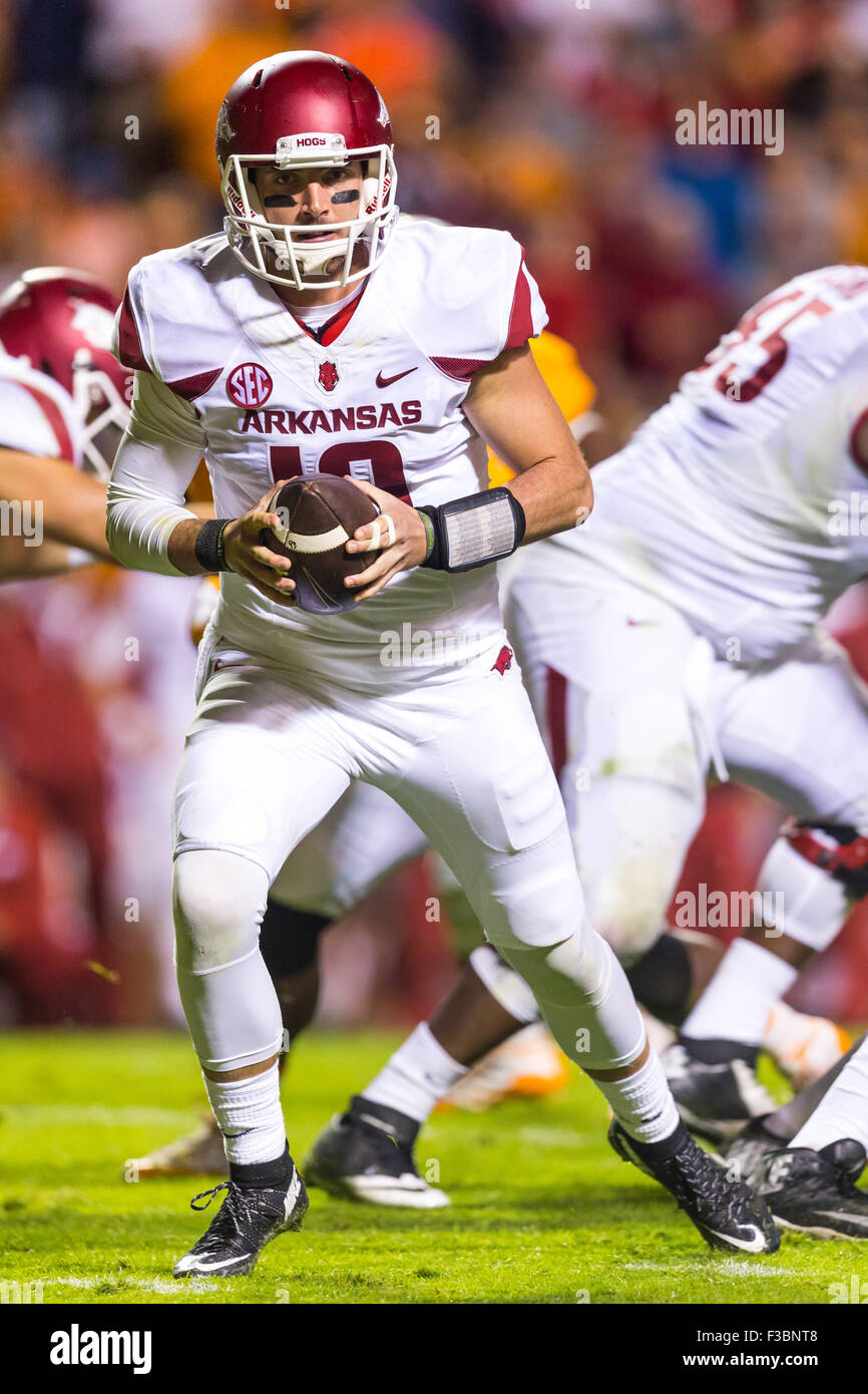 October 03, 2015: Brandon Allen #10 of the Arkansas Razorbacks during ...