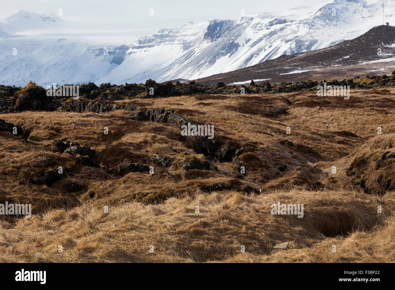 Snowy mountain landscape at peninsula Snaefellsness, Iceland Stock ...