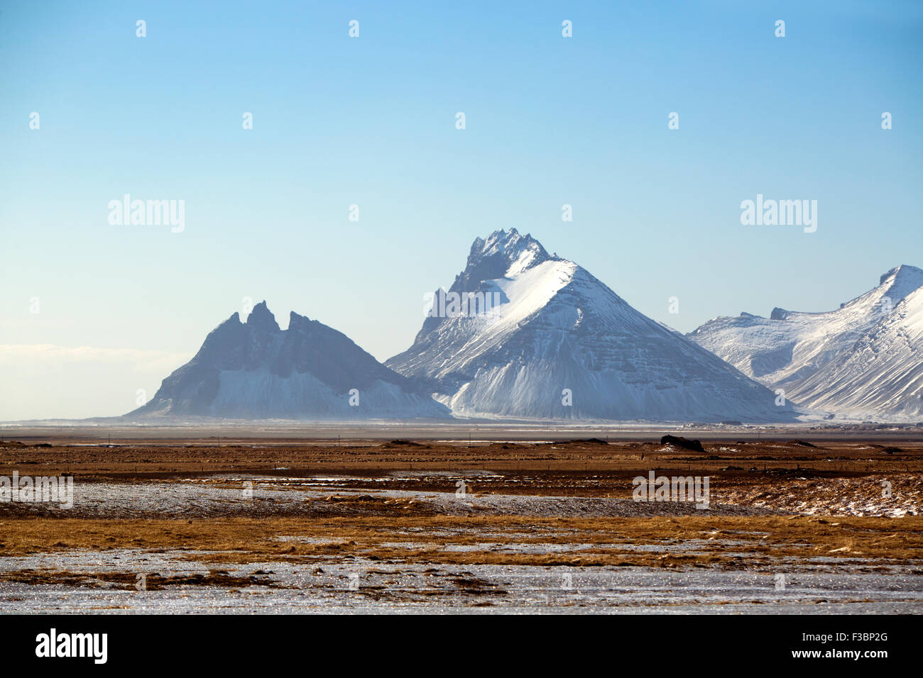 Snowy mountain landscape in North Iceland, wintertime Stock Photo - Alamy