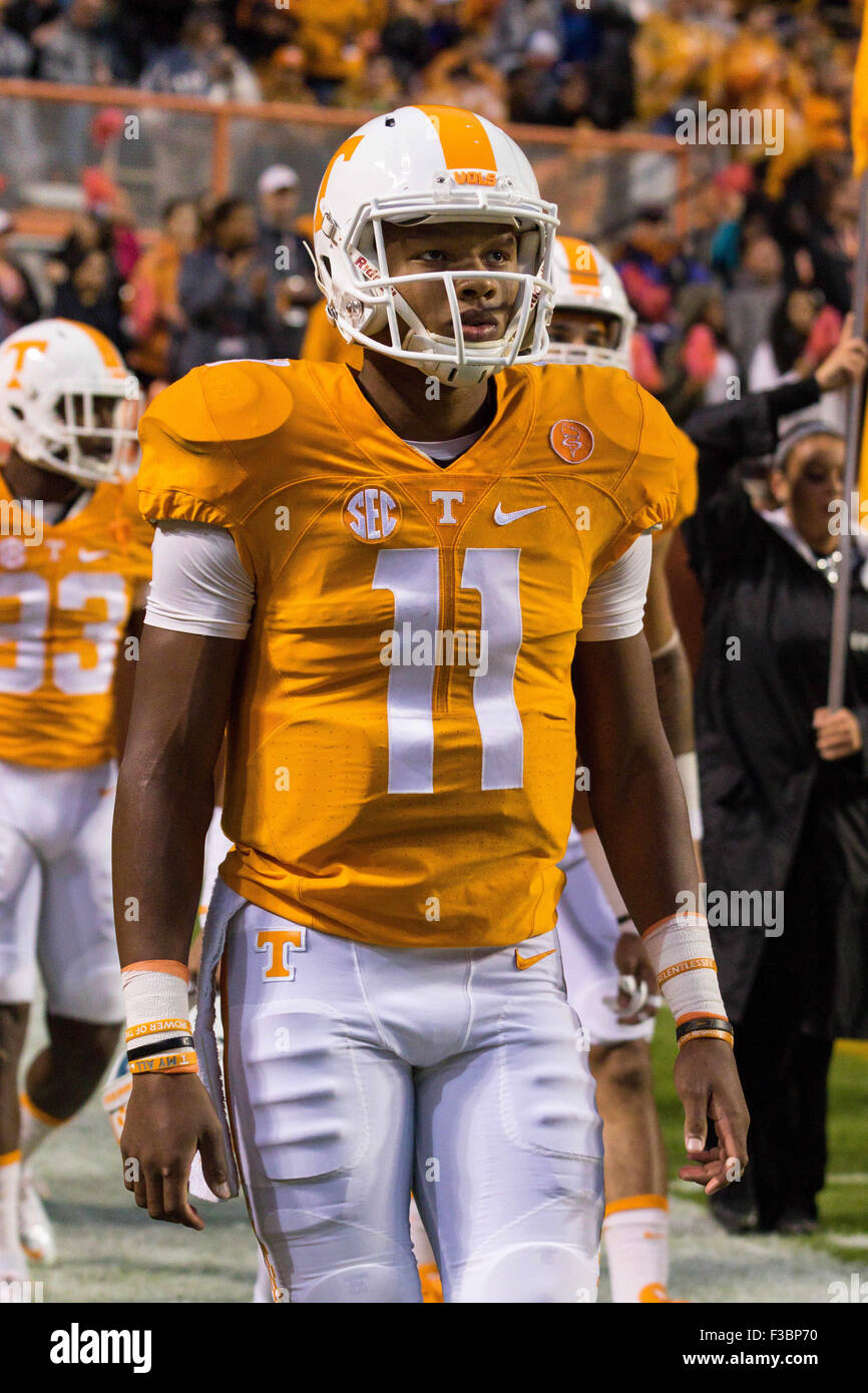 October 03, 2015: Joshua Dobbs #11 of the Tennessee Volunteers before ...