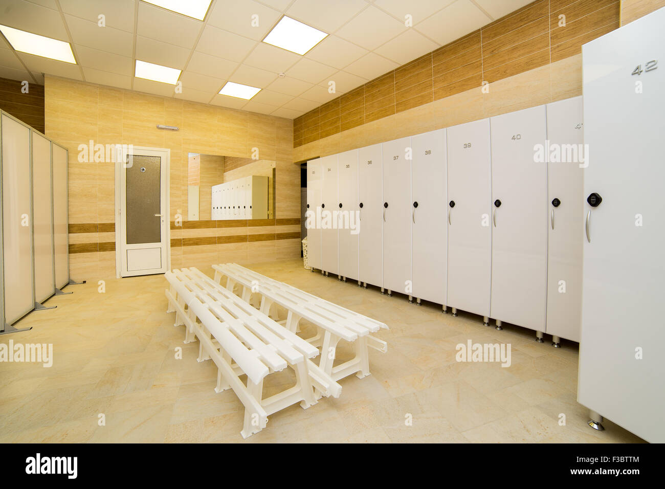 Locker room interior sport gym fitness clean Stock Photo - Alamy
