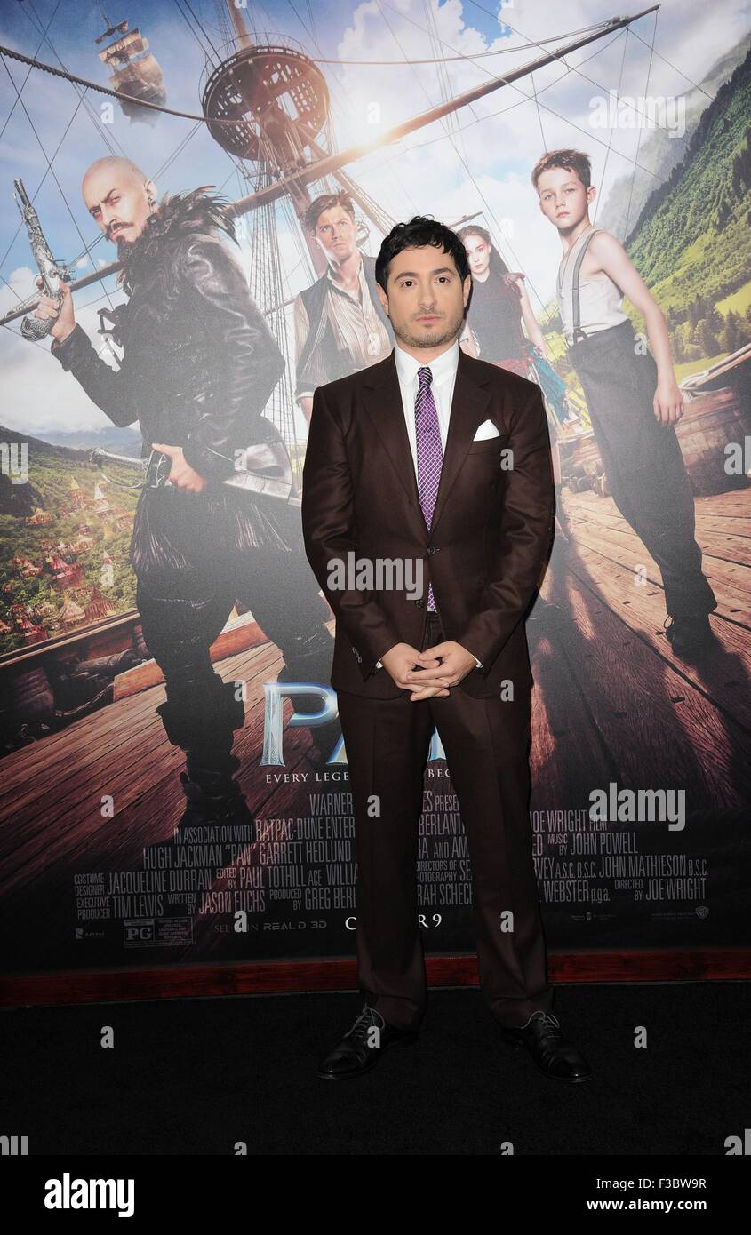 New York, NY, USA. 4th Oct, 2015. Jason Fuchs at arrivals for PAN ...