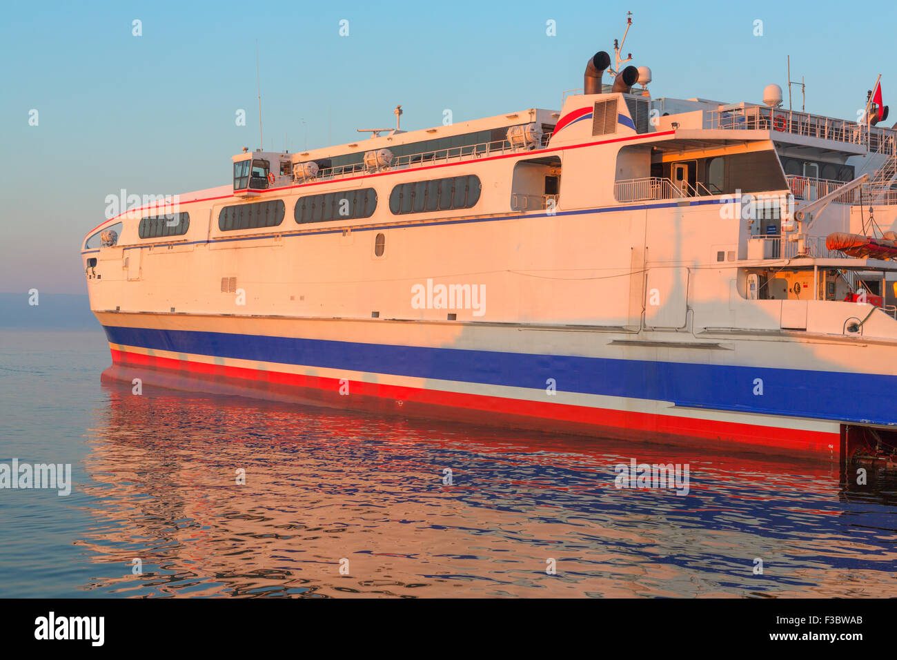 Ferryboat in the sea, close up view on broadside Stock Photo - Alamy
