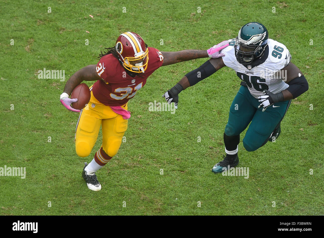 Landover, Maryland, USA. 4th October, 2015. Washington Redskins running ...