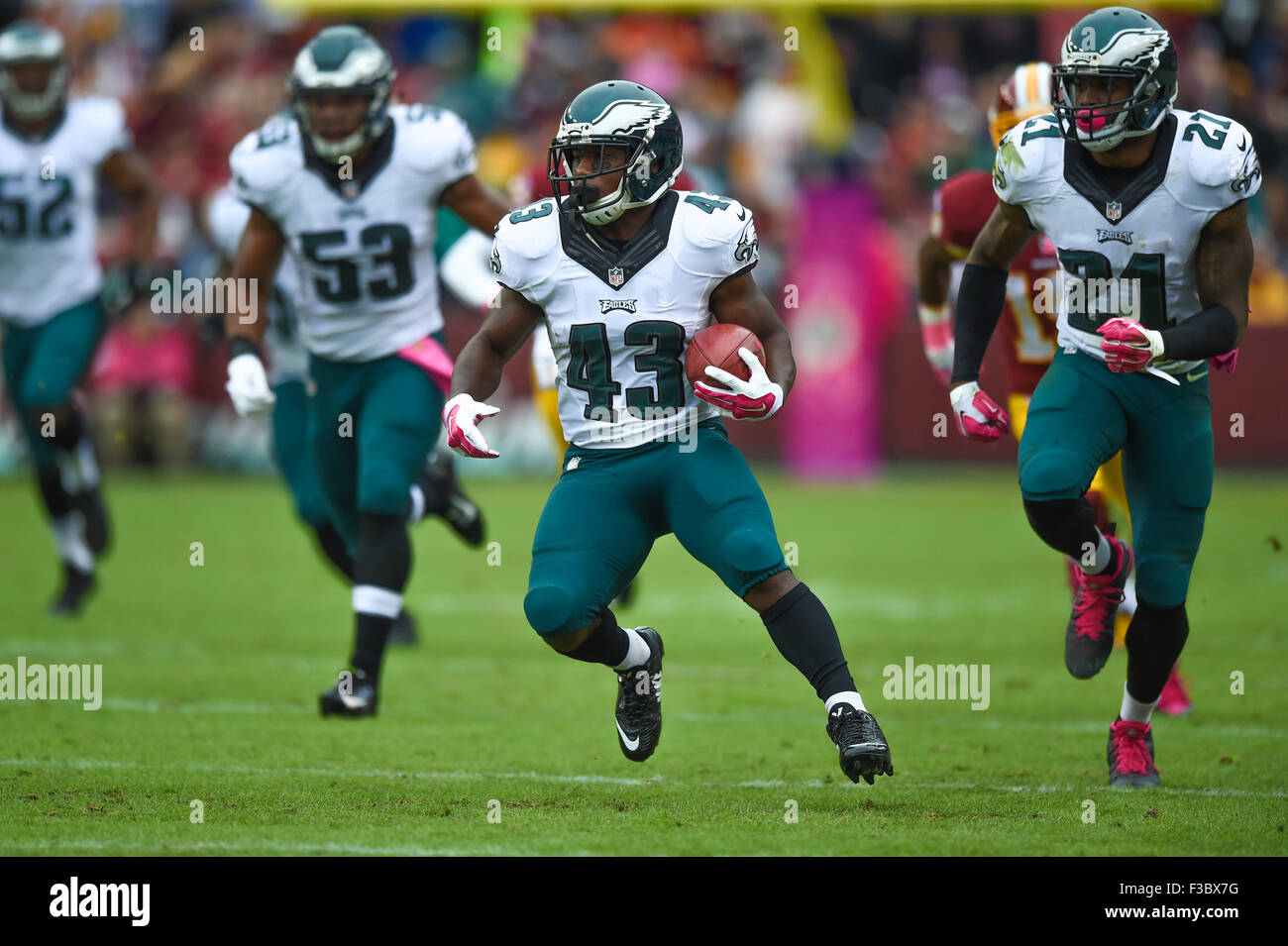 Landover, Maryland, USA. 4th October, 2015. Philadelphia Eagles running back Darren Sproles (43 ...