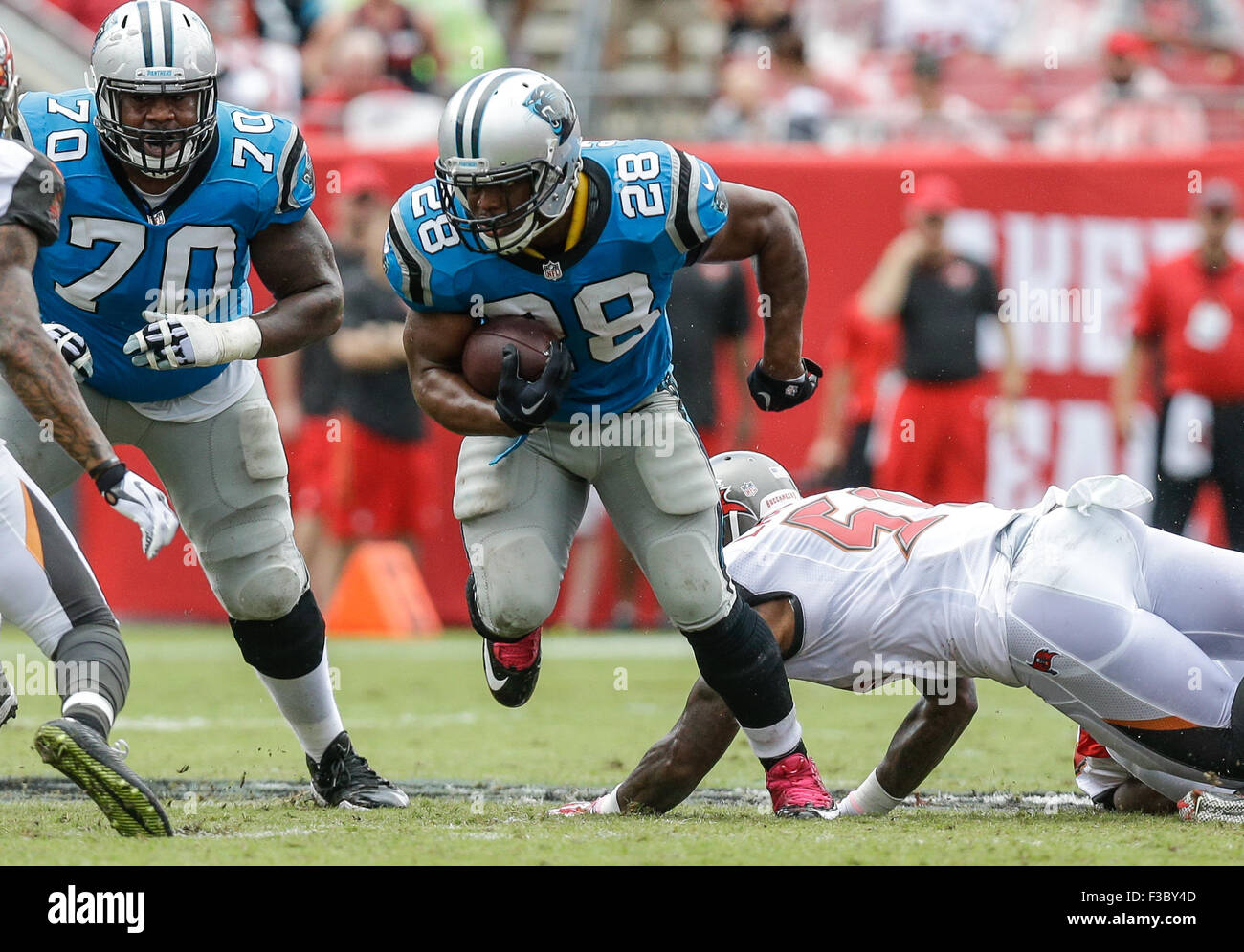 Tampa Bay, Florida, USA. 4th October, 2015. Carolina Panthers running ...