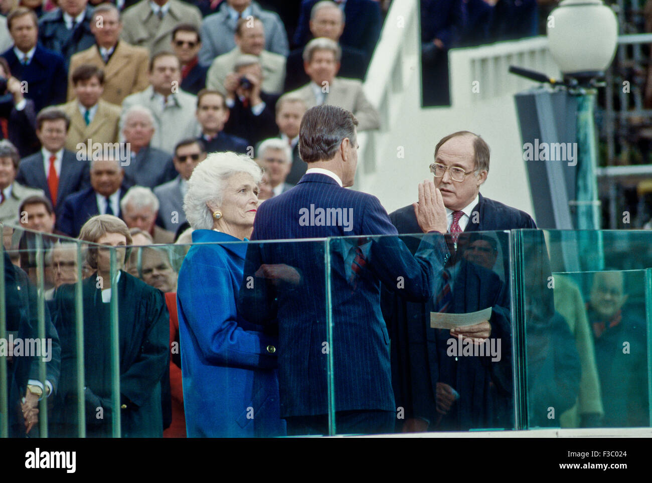 Washington, DC.,USA, 20th January 1989 George H.W. Bush being sworn in ...