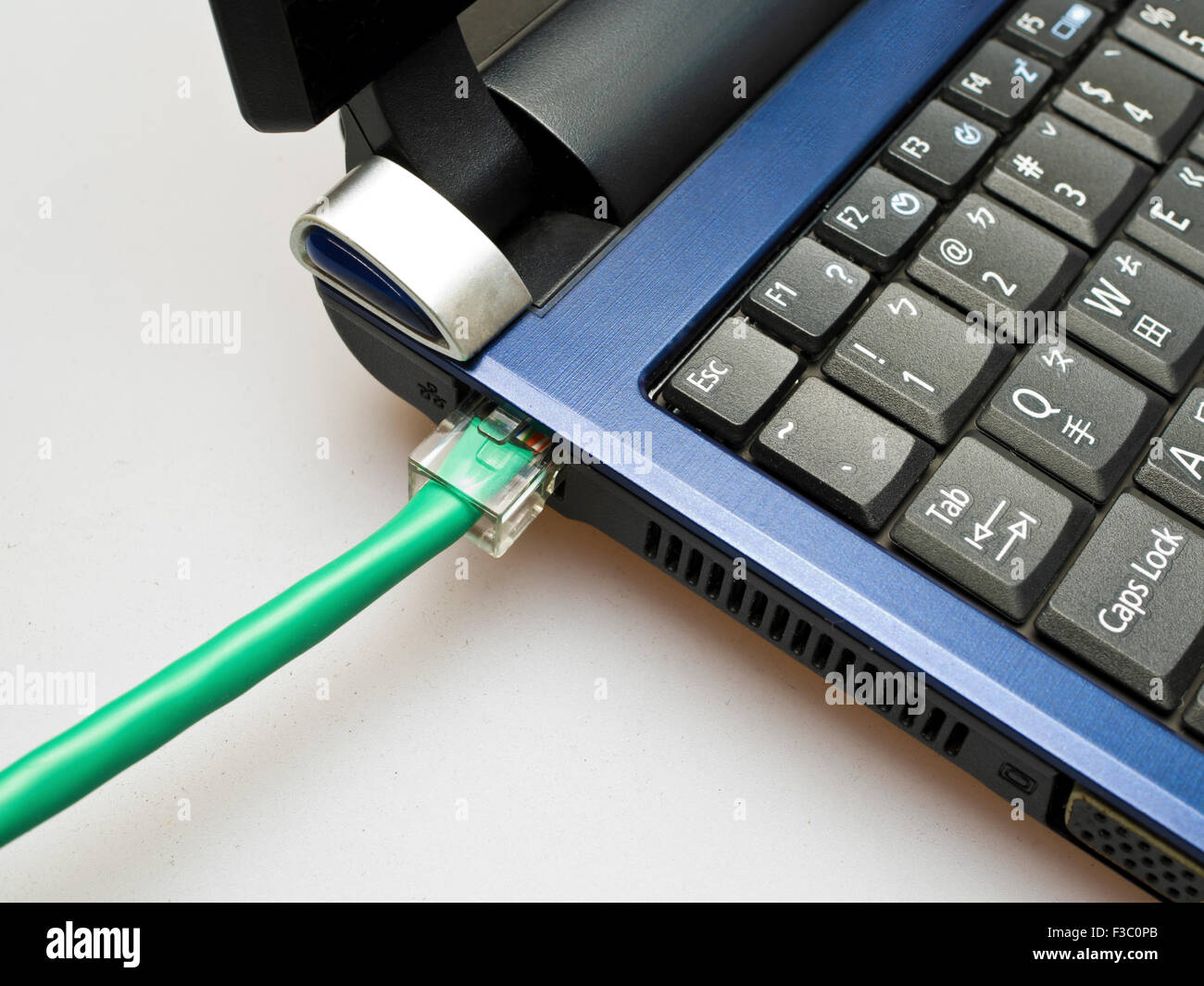 Network cable to connect the network to the laptop. View from above ...